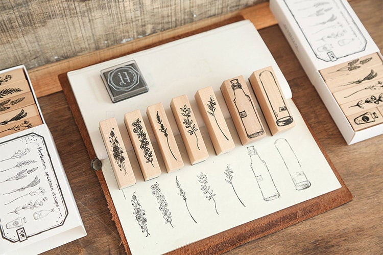 Herbarium Specimen Stamp Collection Set | Flowers Stamp Icon | Herbs ...