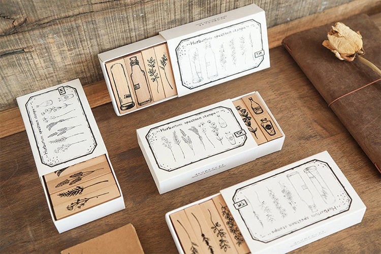 Herbarium Specimen Stamp Collection Set | Flowers Stamp Icon | Herbs ...