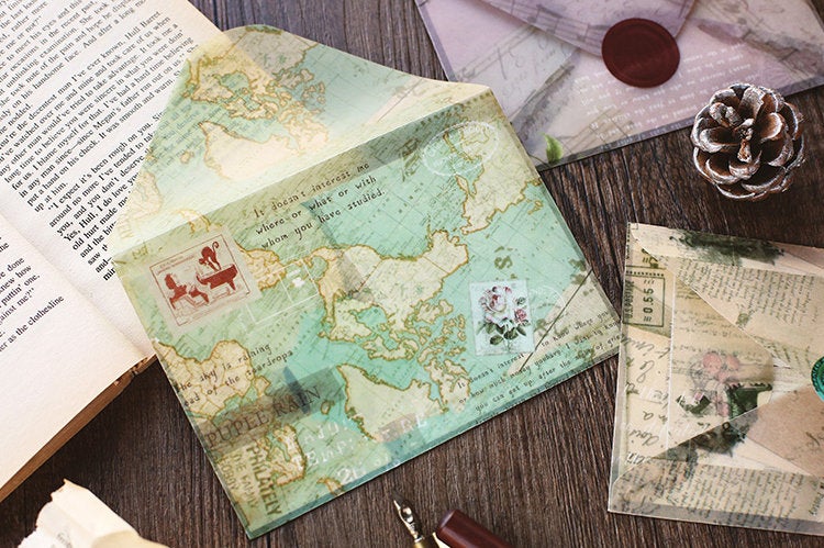 Vintage Bronzed Translucent Envelopes Set - 3pc | Transparent Envelope ...