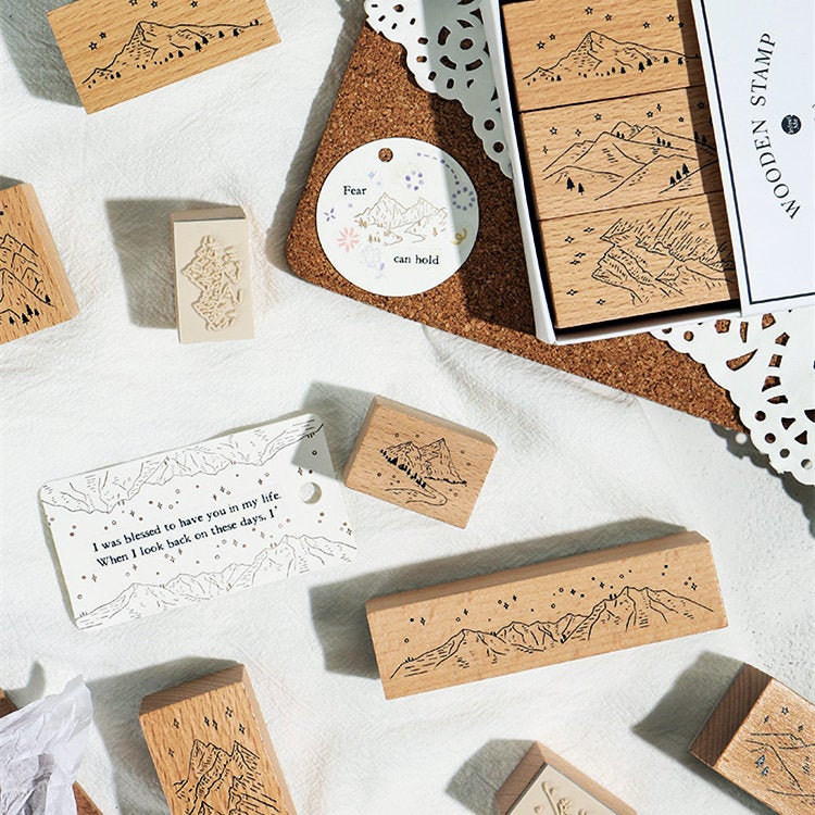 Stacking Mountain Wooden Stamp Collection (10 Pc)| Forest Stamp Chop ...