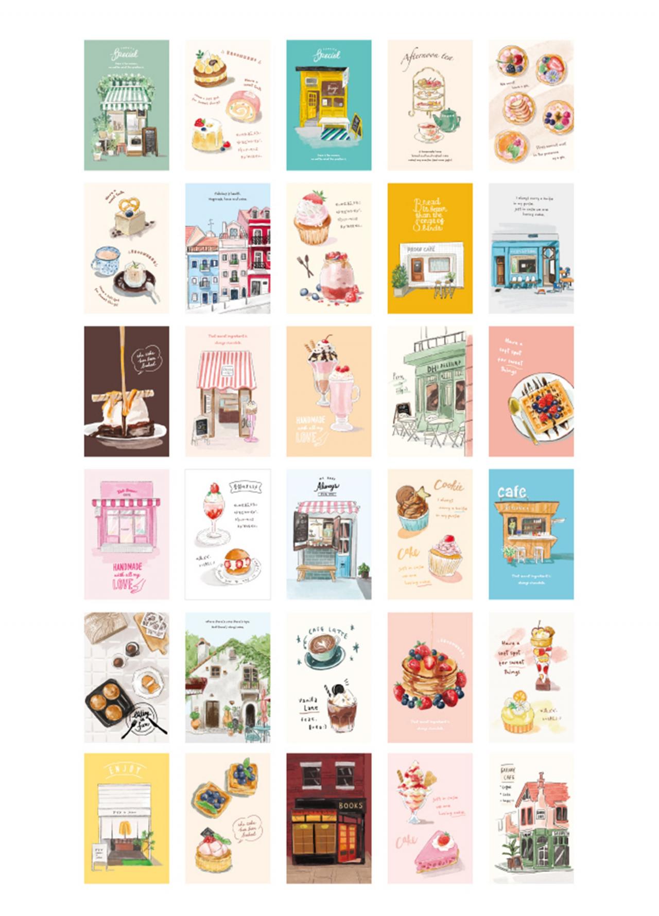 Relax Chill Cafe Cards Collection (30pc) | Dessert Cards Set | Hand ...