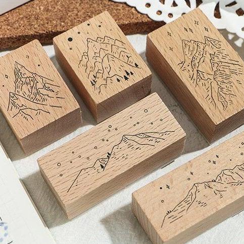 Stacking Mountain Wooden Stamp Collection (10 Pc)| Forest Stamp Chop ...