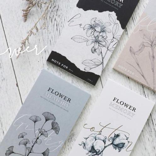 Flower Sketches Memo Pad Collection | Black And White Memo Notepad ...