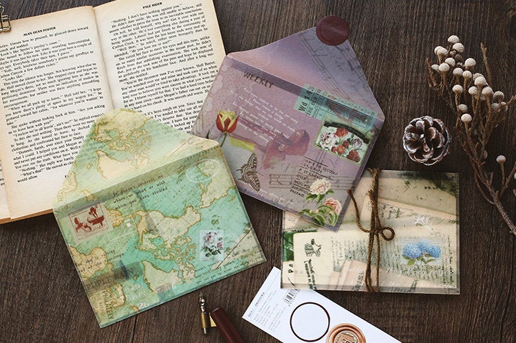 Vintage Bronzed Translucent Envelopes Set - 3pc | Transparent Envelope ...