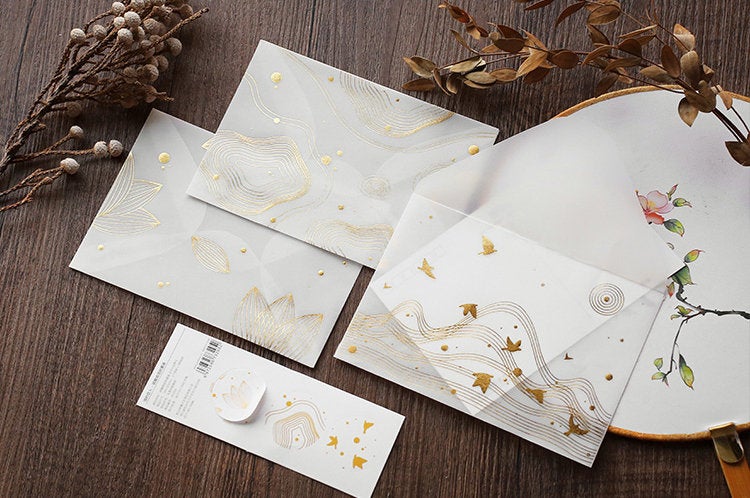 Vintage Bronzed Translucent Envelopes Set - 3pc | Transparent Envelope ...