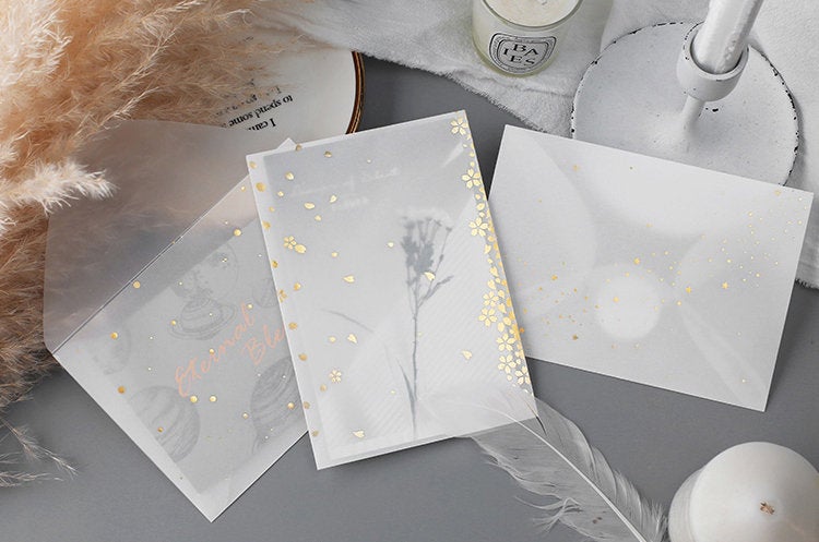 Vintage Bronzed Translucent Envelopes Set - 3pc | Transparent Envelope ...