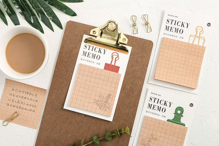 Kraft Paper Sticky Notes Set | Sack Kraftpaper Memo Notes | Brown Kraft ...