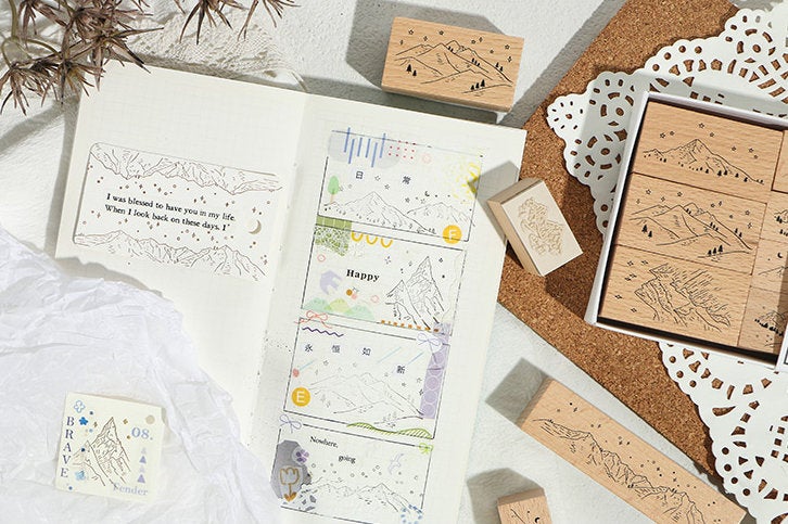 Stacking Mountain Wooden Stamp Collection (10 Pc)| Forest Stamp Chop ...