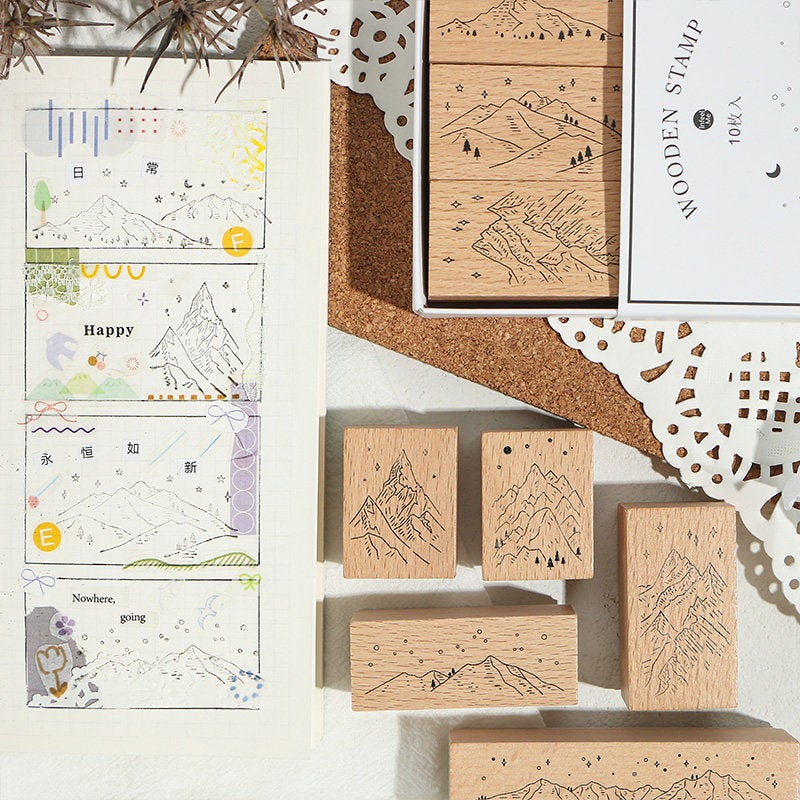 Stacking Mountain Wooden Stamp Collection (10 Pc)| Forest Stamp Chop ...