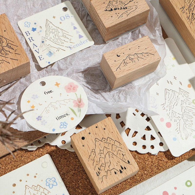 Stacking Mountain Wooden Stamp Collection (10 Pc)| Forest Stamp Chop ...