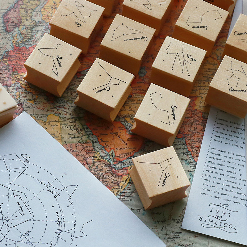 12 Zodiac Signs Stamp Set | Star Sign Stamp Seal | Galaxy Stamp ...