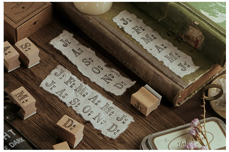 Number & Monthly Stamp Collection | Symbol Stamp Rubber Seal | Wood ...